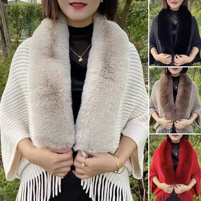 Женский вязаный кардиган с искусственным мехом | AliExpress