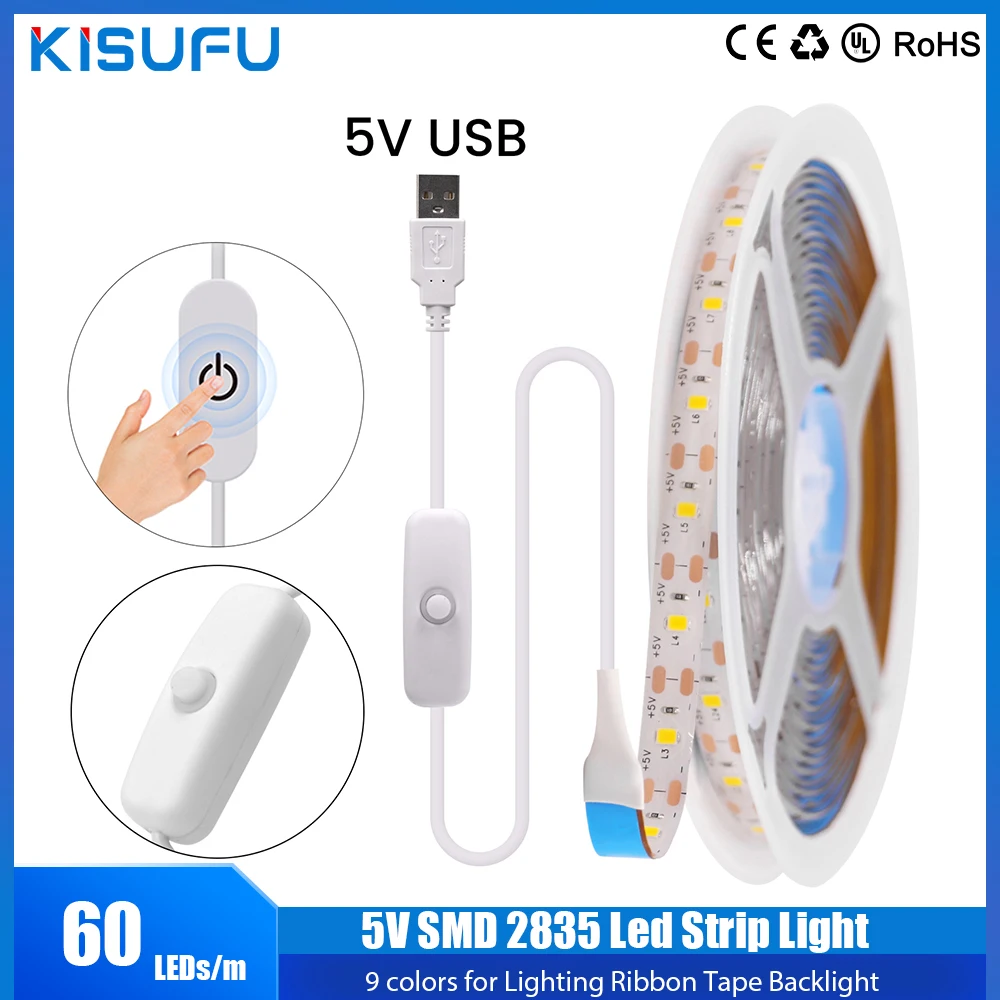 KISUFU светодиодная лента 5В USB 60LED/м с сенсорным диммером | AliExpress