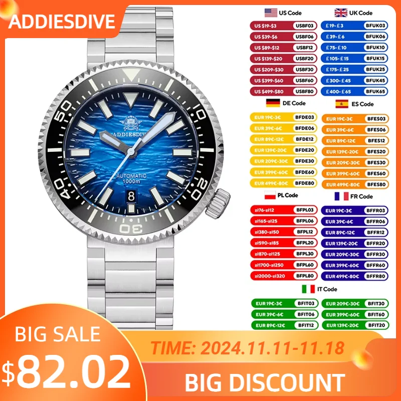 Автоматические механические часы для дайвинга ADDIESDIVE | AliExpress