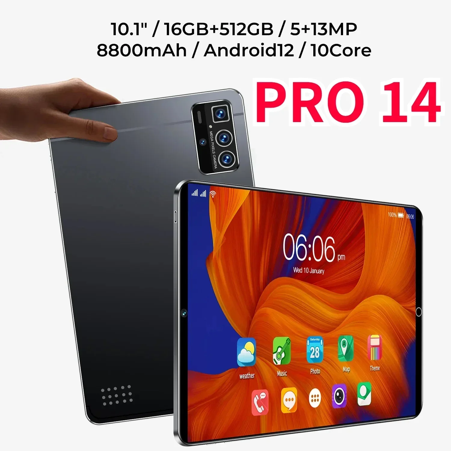 Новинка планшет 10,1 дюймов HD Android Pro 14 16G + 512 Гб телефон ...