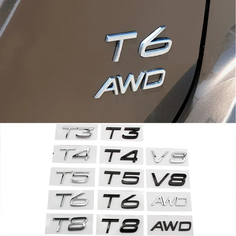 ABS Emblem Car Side Sticker for Volvo T3 T4 T5 T6 T8 V8 TO AWD V40 S40 ...