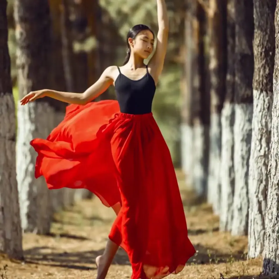 Ballet Ferry Half Body Practice Skirt Modern Dance Photo Long Skirt ...