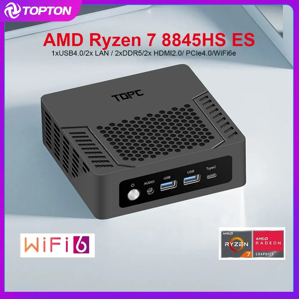 Мини-ПК Topton AMD Ryzen 9 7940HS ES R7 8845HS ES Игровой ПК USB4.0 Dual LAN 2xDDR5 Windows 11 ...
