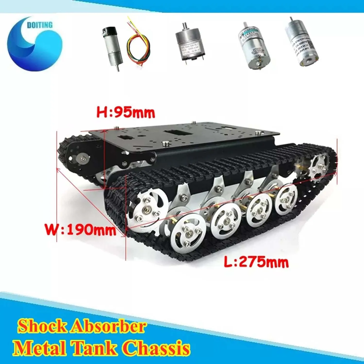 TS100 Shock Absorber Metal Robot Tank Car Kit Chassis for Arduino ...