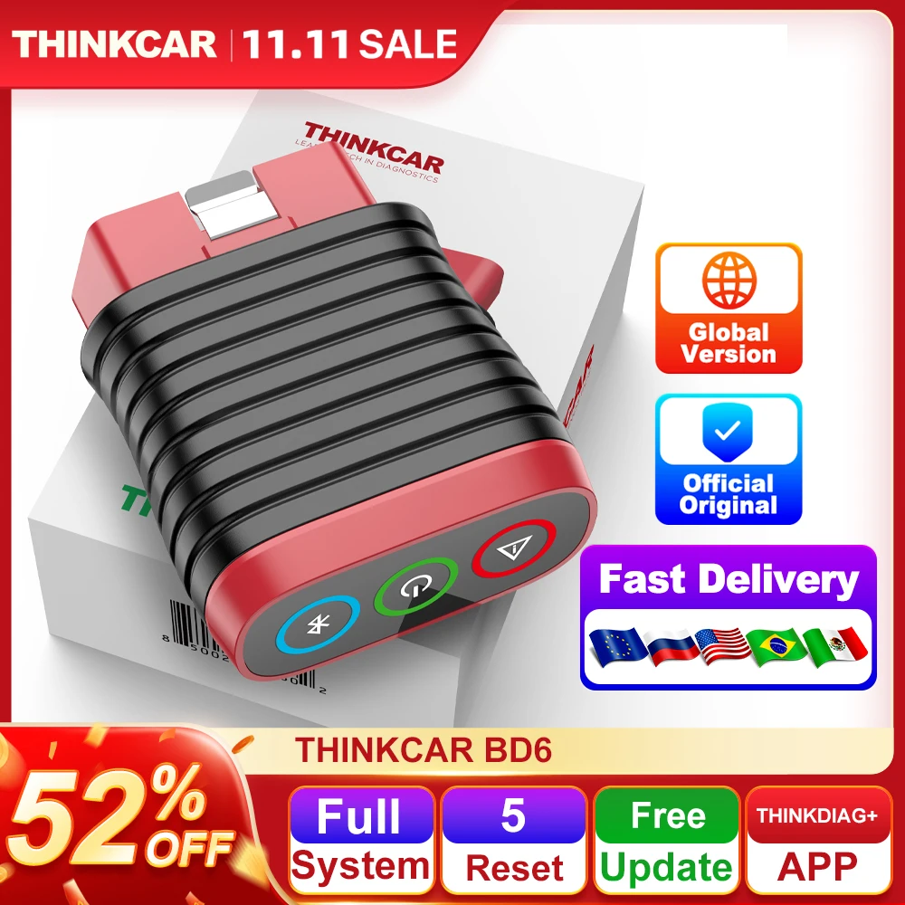 THINKCAR BD6 Bluetooth Авто OBD2 Сканер Полная система 5 RESET ETS OIL ...