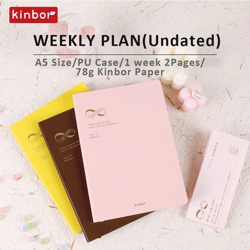 Блокнот Kinbor A5, ежемесячный планировщик недели, мягкая обложка из ...