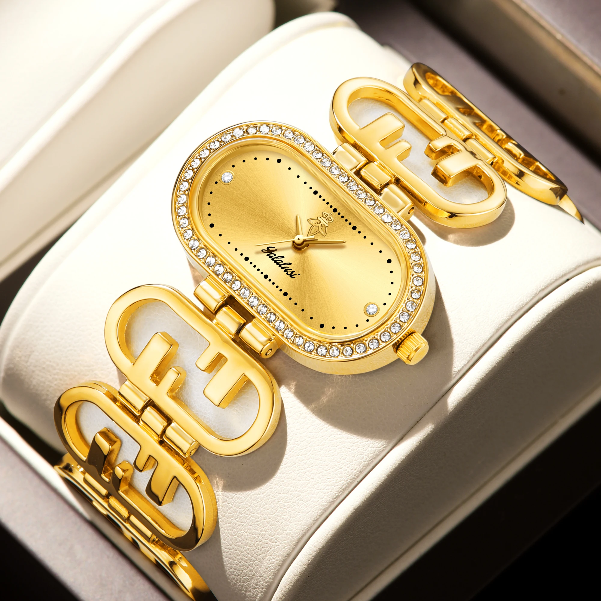 YaLaLuSi модные женские кварцевые часы, роскошные золотые женские часы ...