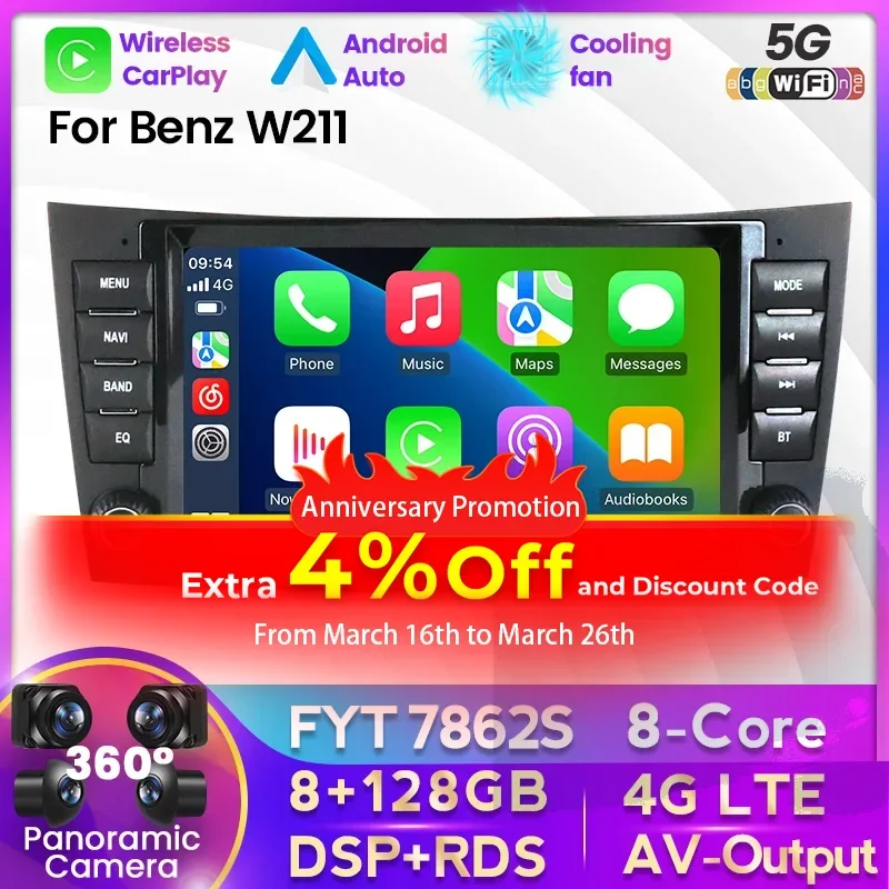 Автомагнитола на Android 11 для Mercedes Benz E-class W211 E200 E220 E300 E350 E240 E270 E280 ...