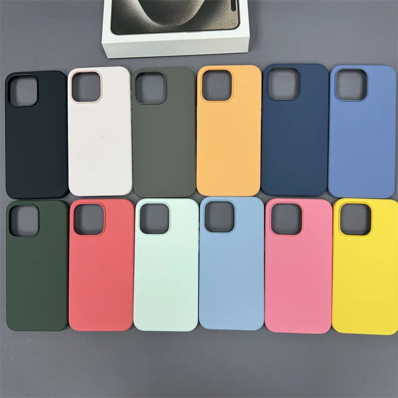 Чехол из жидкого силикона с логотипом для iPhone 15 Pro Max/Plus ...