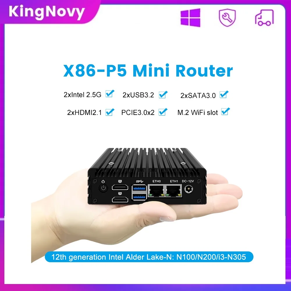 KingNovy P5 X86 Intel 12th Gen брандмауэр Мини ПК i3 N305 N200 N100 N97 ...