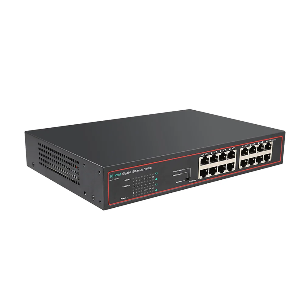 Poe Switch Ethernet 16 Ports Network 10/100mbps Ports Ieee 802.3 Af ...