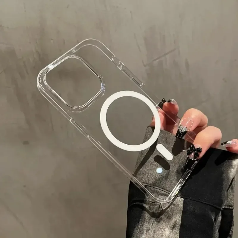 Прозрачный Оригинальный чехол Magsafe для iPhone 13, 12, 14, 15 Pro Max ...