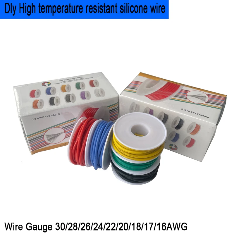Термостабильный мягкий силиконовый провод, 5 цветов в упаковке, медный ...