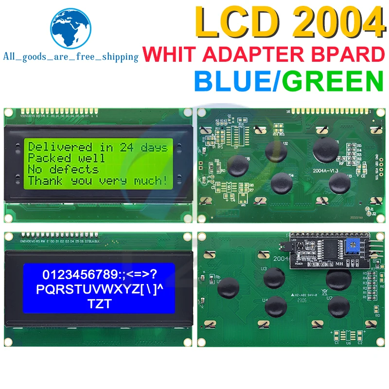 TZT LCD2004 + I2C 2004 20x4 2004A синий/зеленый экран HD44780 ...