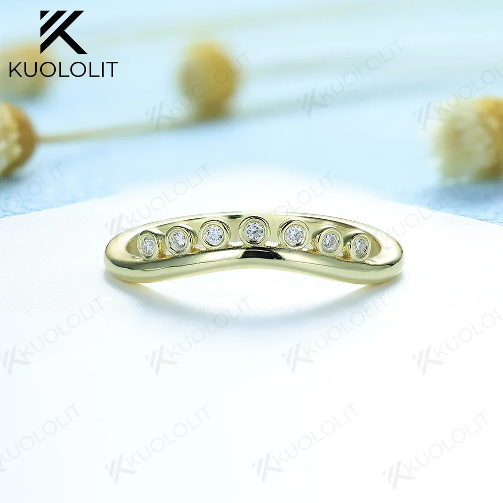 Женские кольца с бриллиантами kuolit Lab, желтое золото, 18 К, 14 к, классические кольца для ...