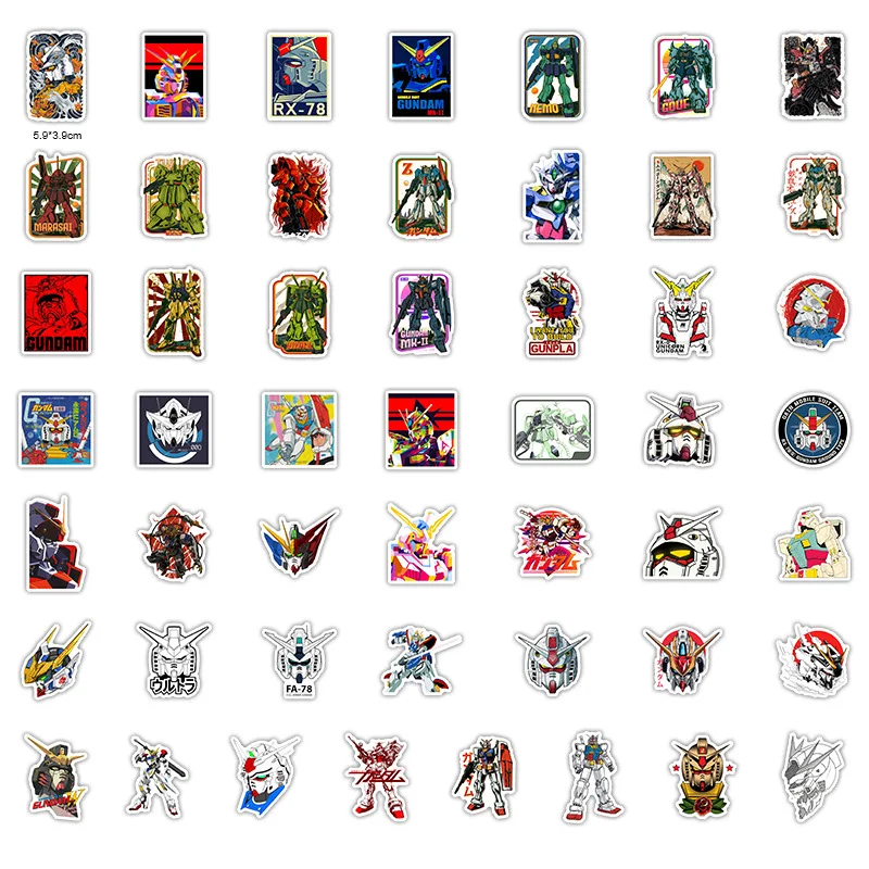50pcs GUNDAM Anime Stickers Cartoon DIY Classic Decal Motorcycle ...