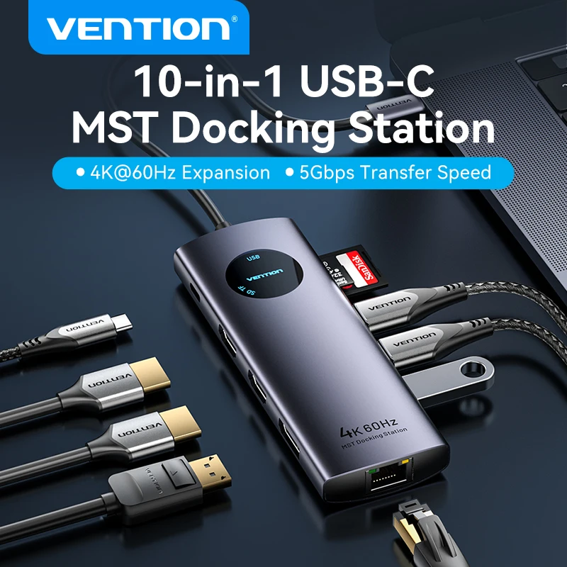Vention 10-в-1 USB-C док-станция | AliExpress