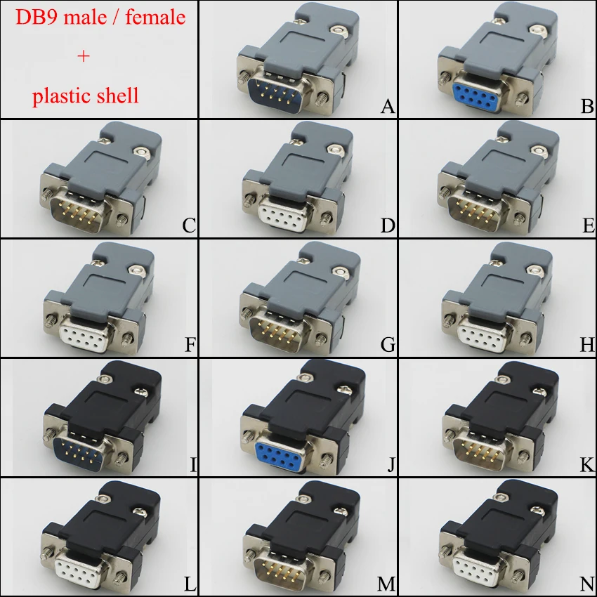 DB9 serial adapter connector Plug D type RS232 COM 9 pin hole port ...