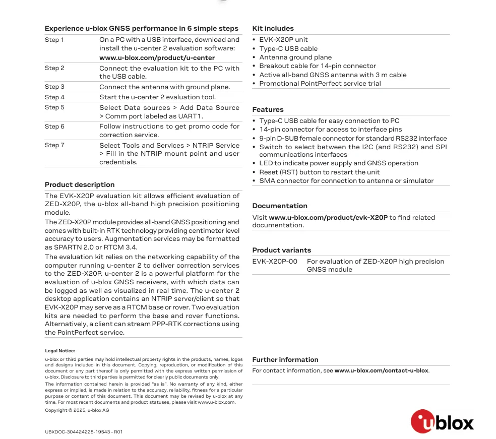 Инструмент разработки U-blox EVK-X20P GNSS/GPS EVK-X20P-00-00 ZED-F9P UM980 | AliExpress