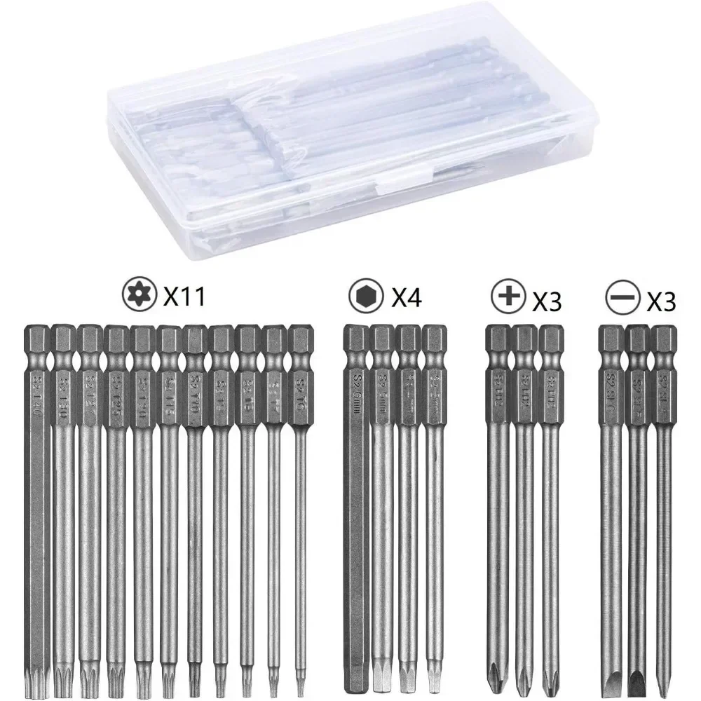 For 21pcs long screwdriver bit set, magnetic T6-T40 Torx bit set ...
