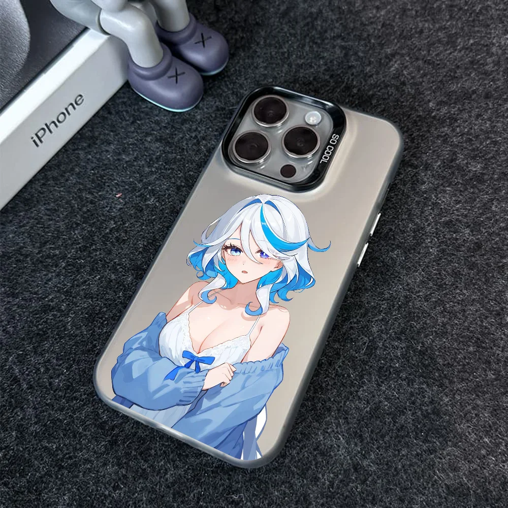 Furina Phone Case Phone Case IMD color silver shell For iPhone 16 15 14 ...