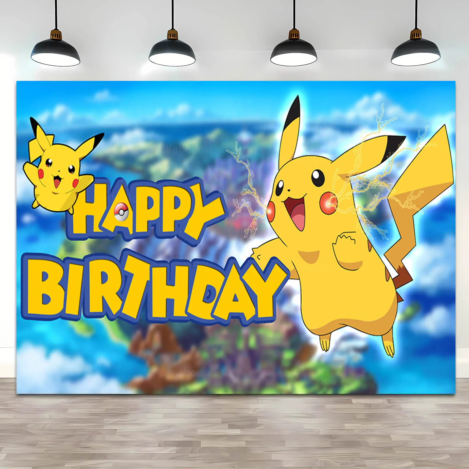 Kids Birthday Party Backdrop Pokemon Theme Decoration Pikachu ...