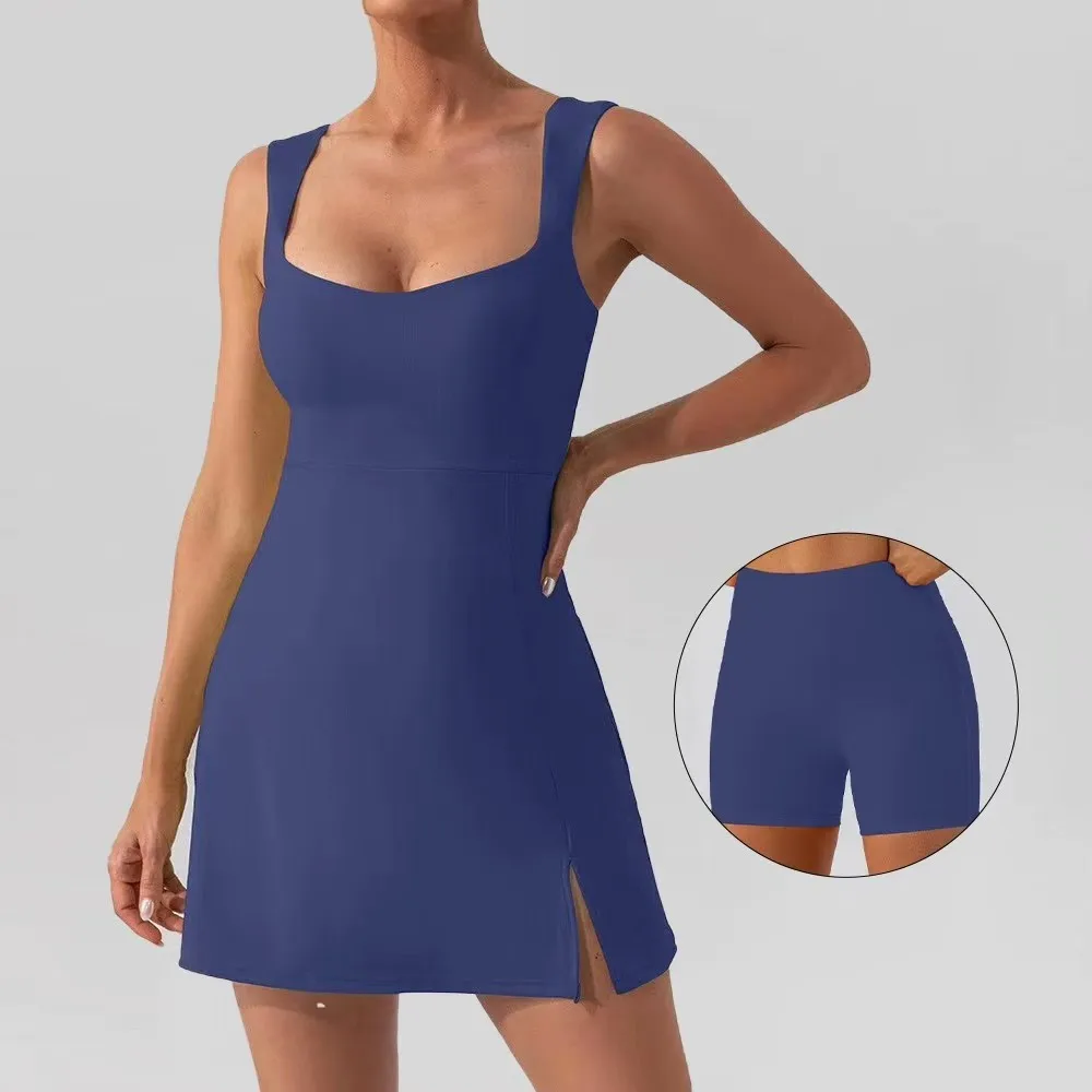 Женское платье с квадратным вырезом и шортами | AliExpress
