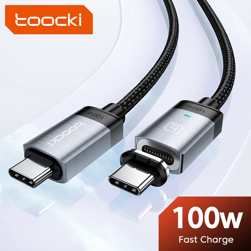 Магнитный зарядный кабель Toocki, 100 Вт, кабель USB C-Type C, 5A PD ...