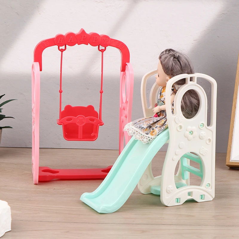 1Set Doll House Swing Slide Suit Courtyard Amusement Park Facilities ...