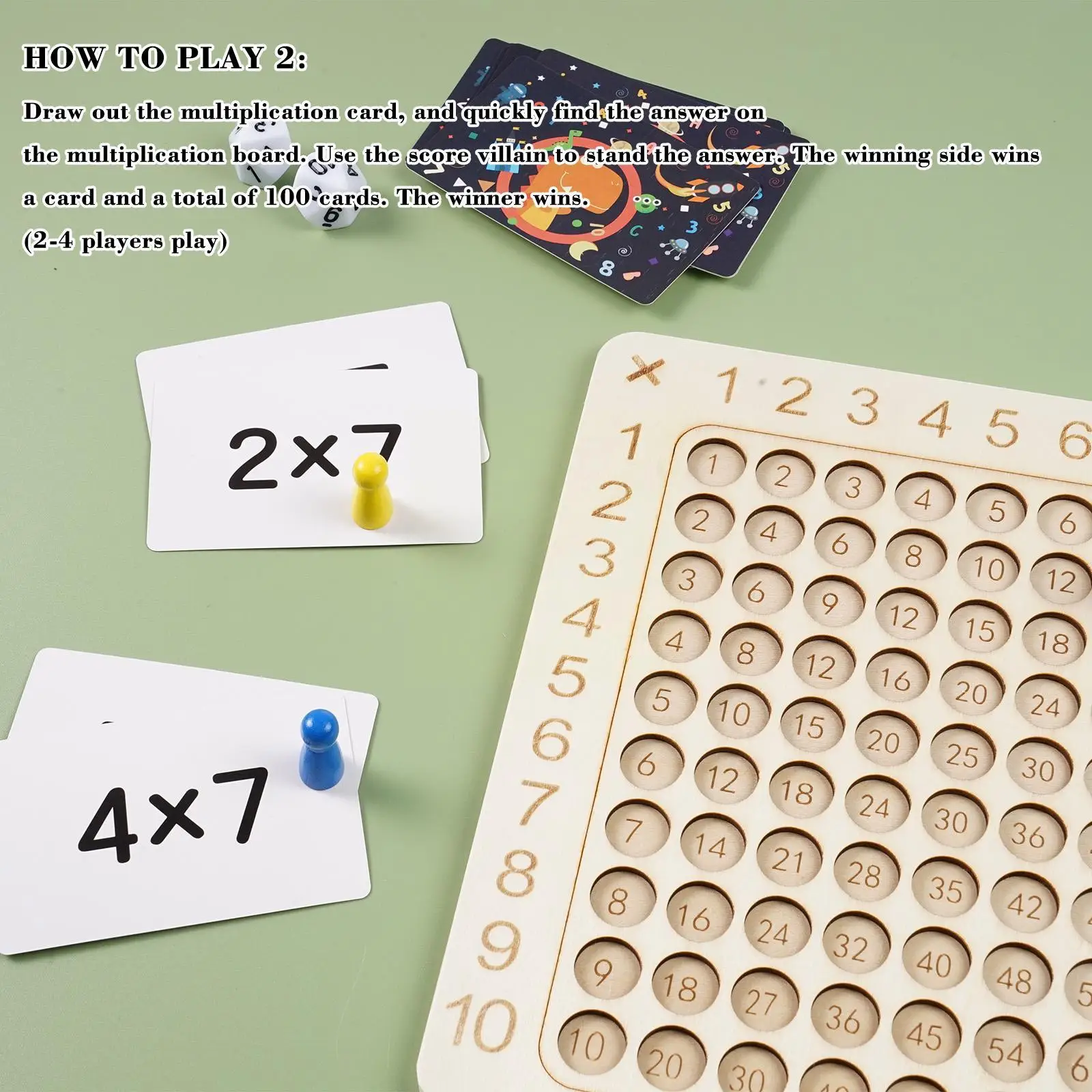 Wooden Multiplication Board Game Kids Early Learning Game Interactive ...