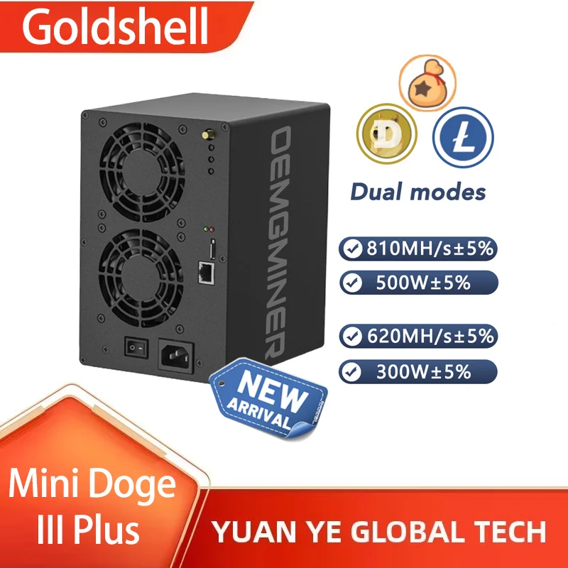 Новый майнер Goldshell Mini-DOGE III Plus LTC&Doge Coin Miner 810MH/S 500 Вт Dogecoin Miner LTC ...