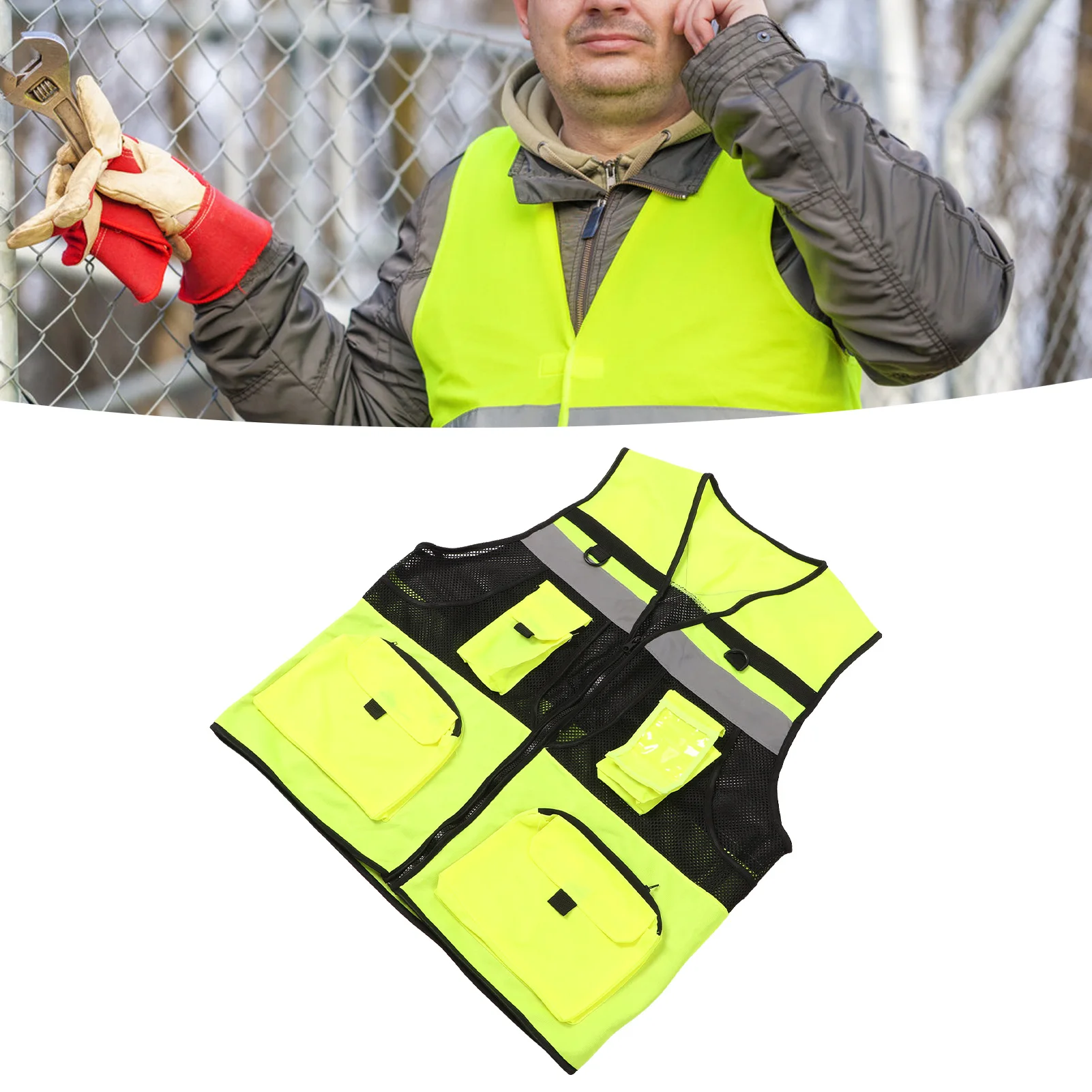 ZK40 Reflective Vest High Visibility Multiple Pockets Waterproof ...
