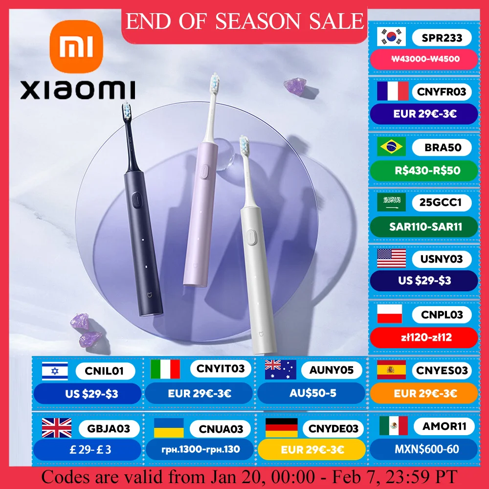 XIAOMI MIJIA T302 Звуковая Электрическая Зубная Щетка Перезаряжаемая ...