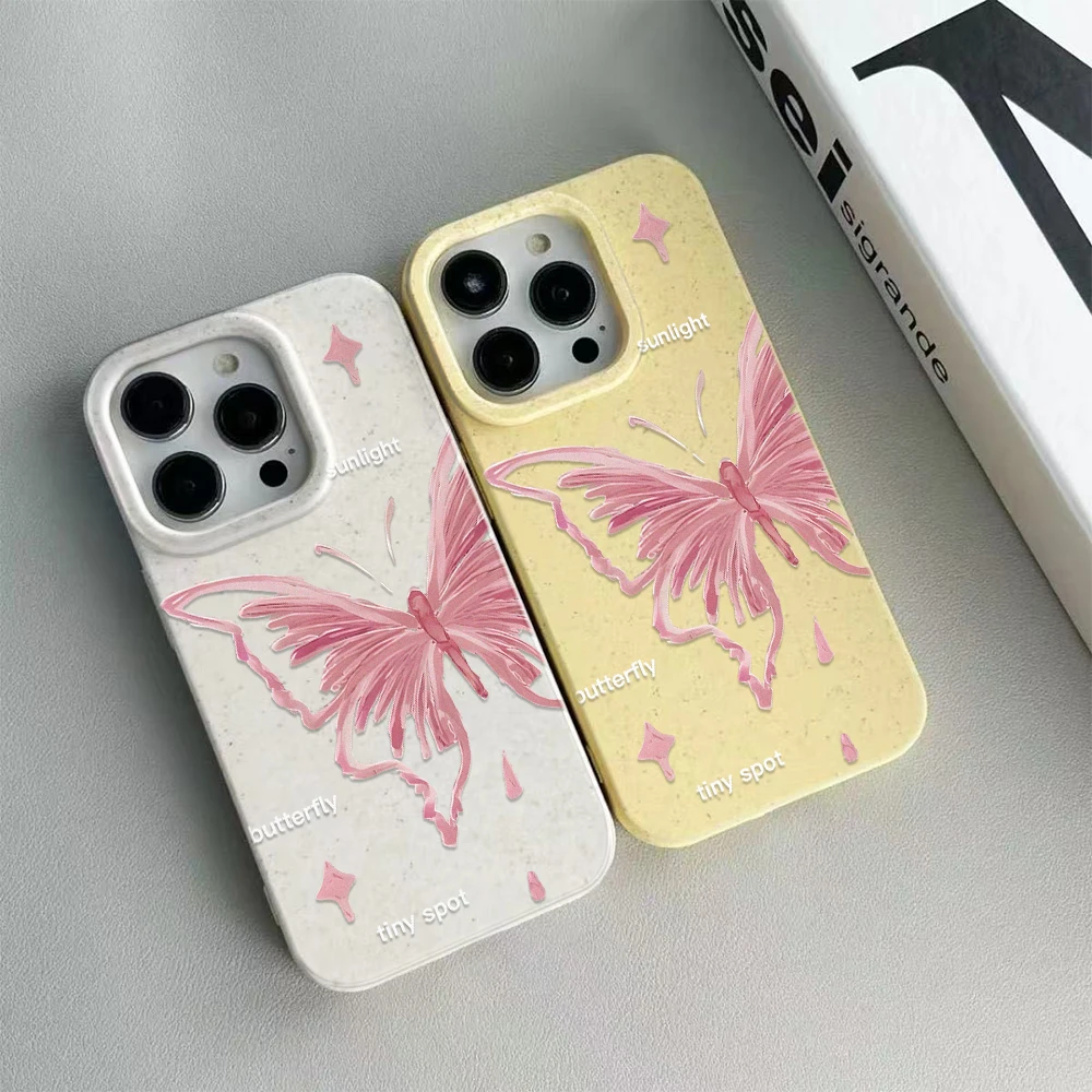 Розовая бабочка для iPhone 16 Pro Max Чехол для телефона IPhone 15 14 ...