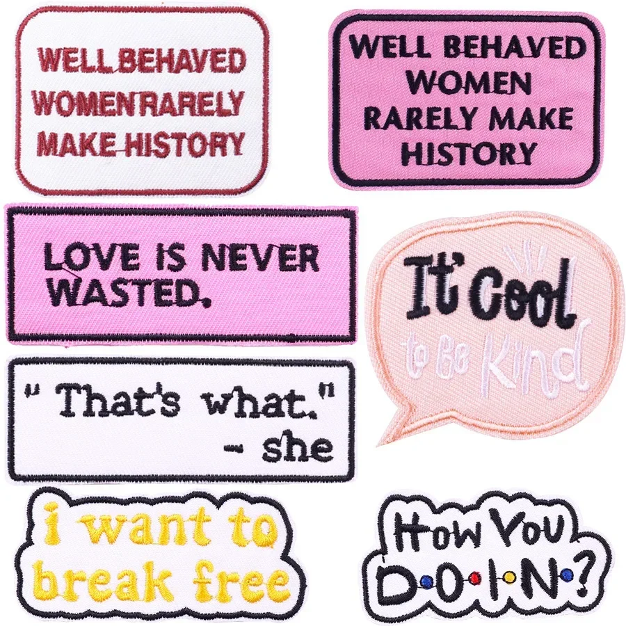 Embroidered Patch Iron On Patches for Clothing Pocket Short sentence ...