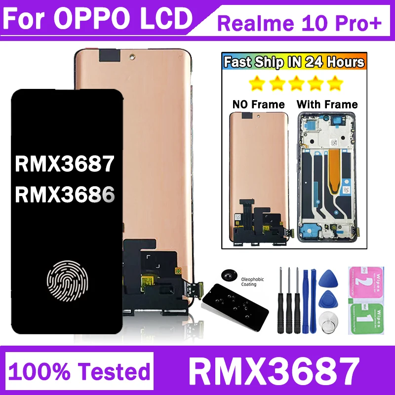 6,7 "AMOLED для Oppo Realme 10 Pro + RMX3687 ЖК-дисплей с цифровым ...