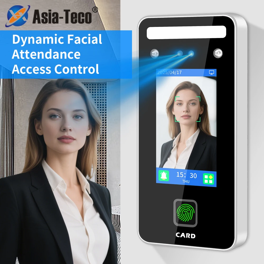 4,3-дюймовый AI биометрический терминал распознавания лиц по отпечаткам ...