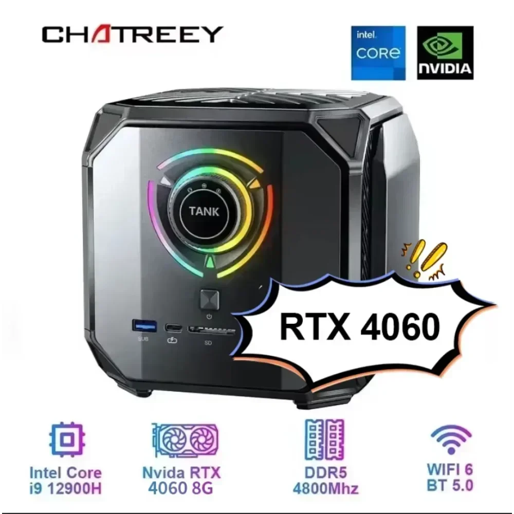 Chatreey TANK Мини-ПК Intel Core i9 12900H/i7 12700H с видеокартой ...