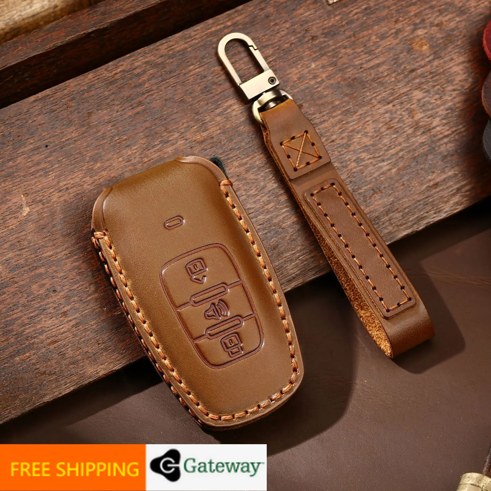 Совершенно новый чехол для автомобильных ключей из натуральной кожи, чехол-кошелек ручной работы ...