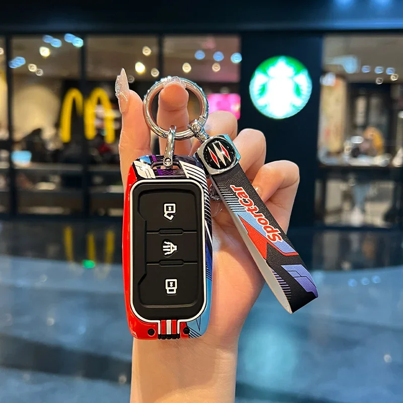 3 Bottons Racing Style Metal Car Key Case Fob Cover for Chery for ...