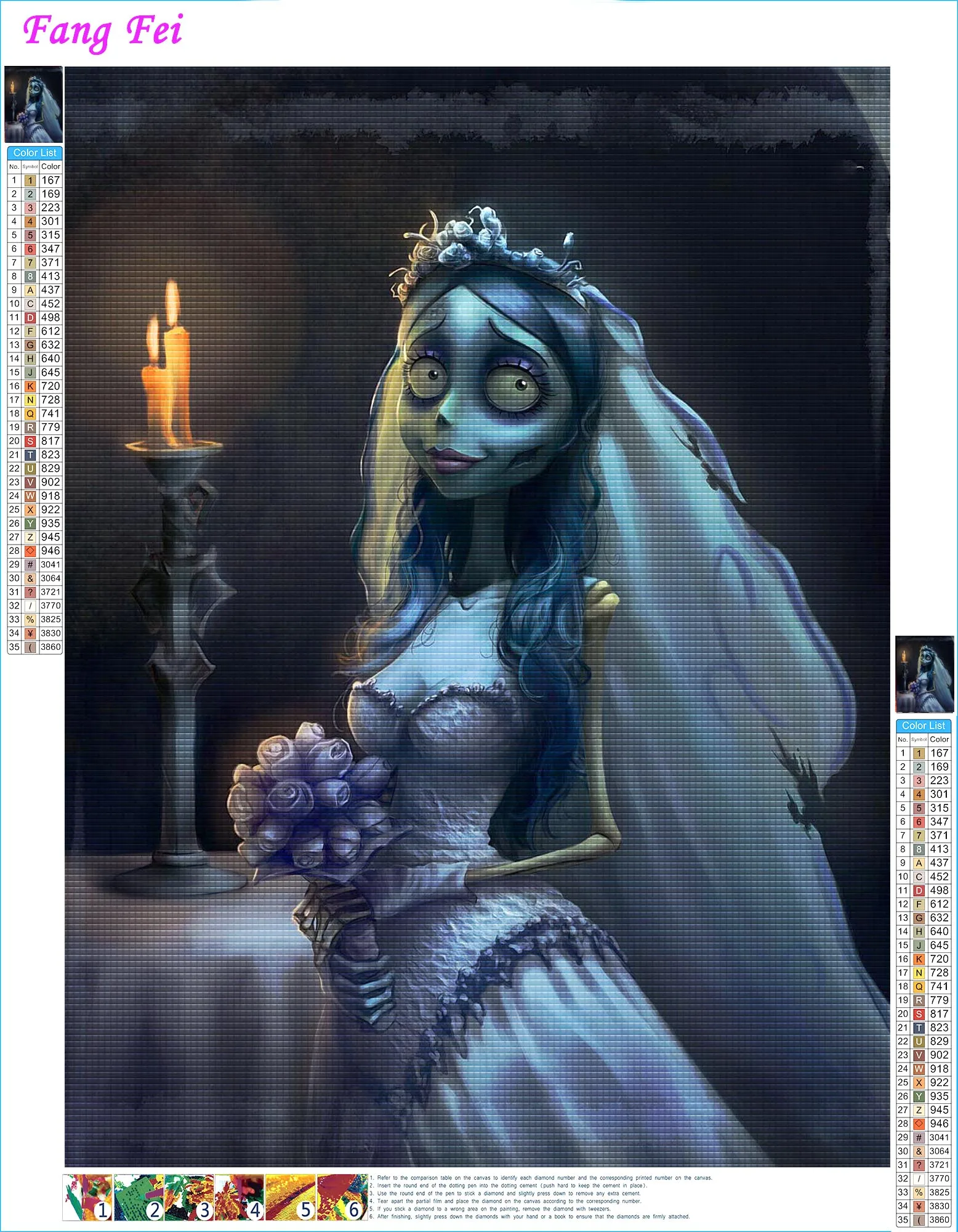 Horror Movie Corpse Bride Diamond Painting Tim Burton Johnny Depp Film ...