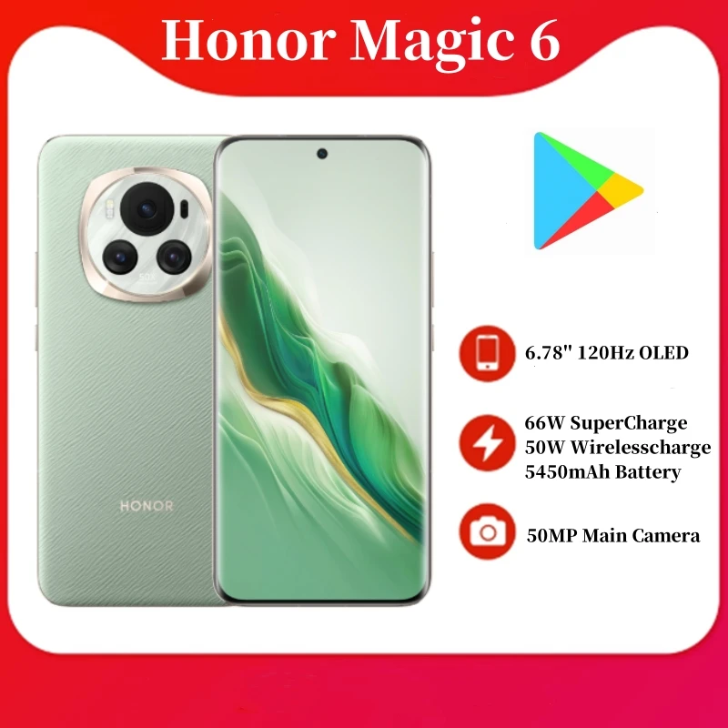 Оригинальный Смартфон HONOR Magic 6, аккумулятор 5450 мАч, Беспроводная ...