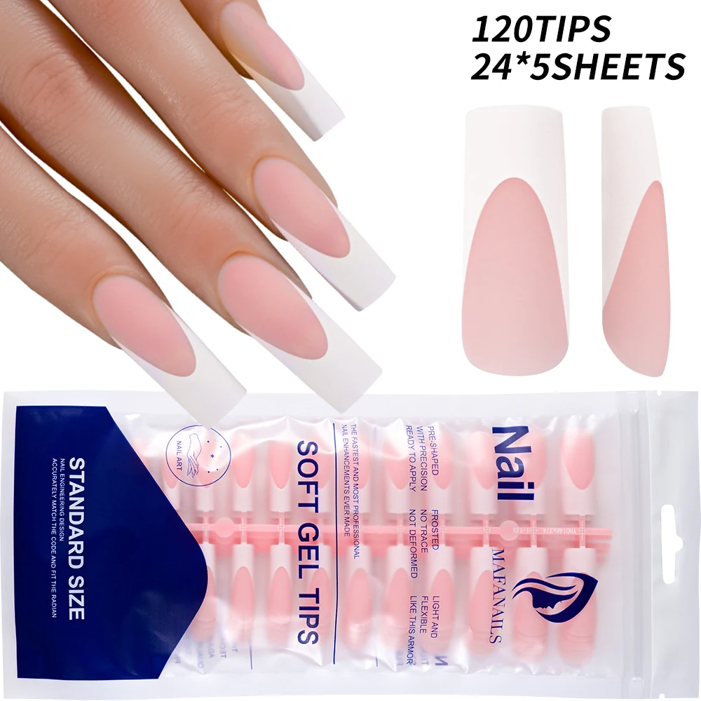 120 шт розовые удлиненные квадратные накладные ногти телесного цвета французские накладные