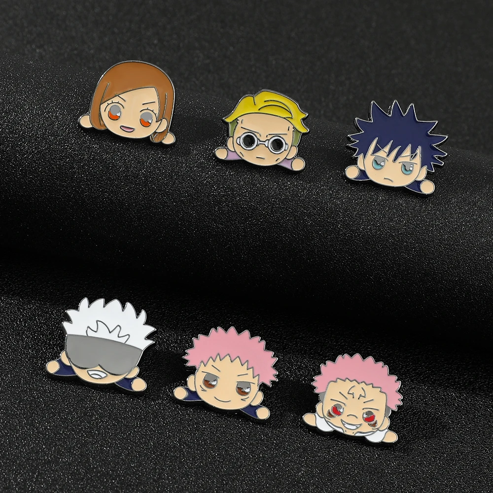 Cartoon Cute Jujutsu Kaisen Metal Enamel Brooch Kawaii Gojo Satoru