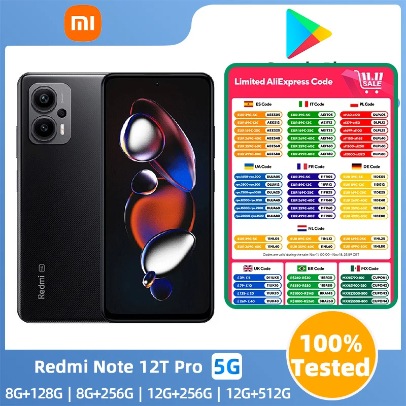 Смартфон Xiaomi Redmi Note 12T Pro, 8/128ГБ, 8/256ГБ, 12/256ГБ, 12 ...