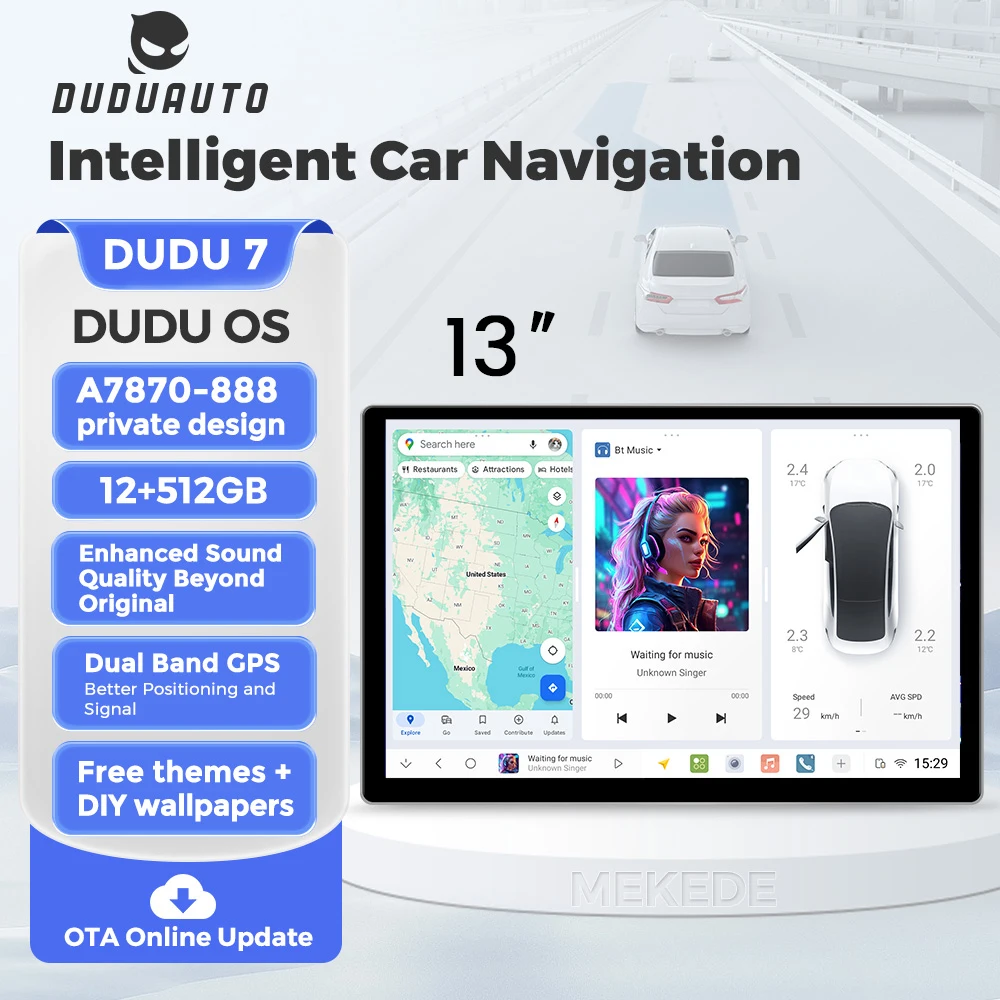 DUDUAUTO DUDU7 13-дюймовый 2K Android13 автомобильный радиоприемник carplay Android авто ...