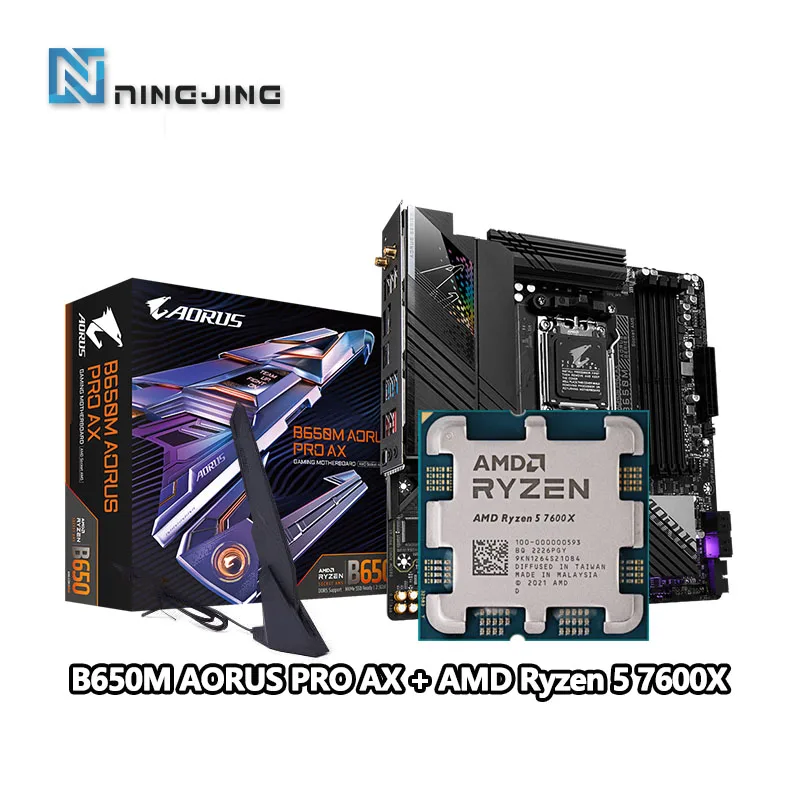 AMD Ryzen 5 7600X R5 7600X ЦП + GIGABYTE GA B650M AORUS PRO AX Новый ...