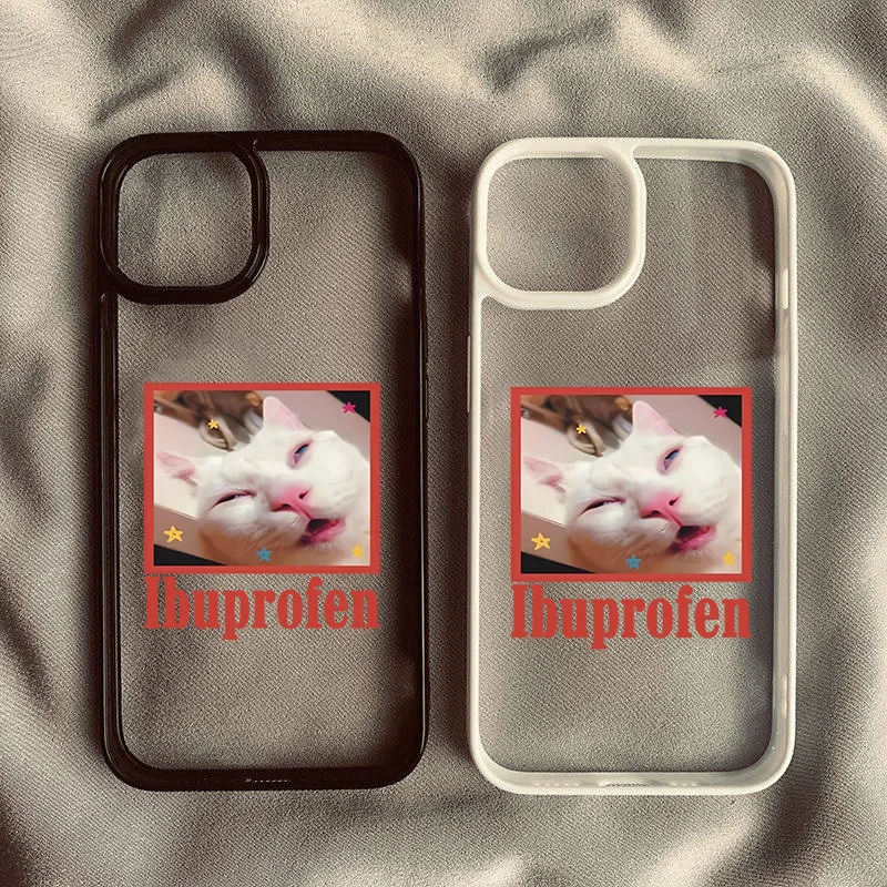 Funny Cute Ibuprofen Cat Meme Phone Case For iPhone 13 Pro Max 16 15 14 ...