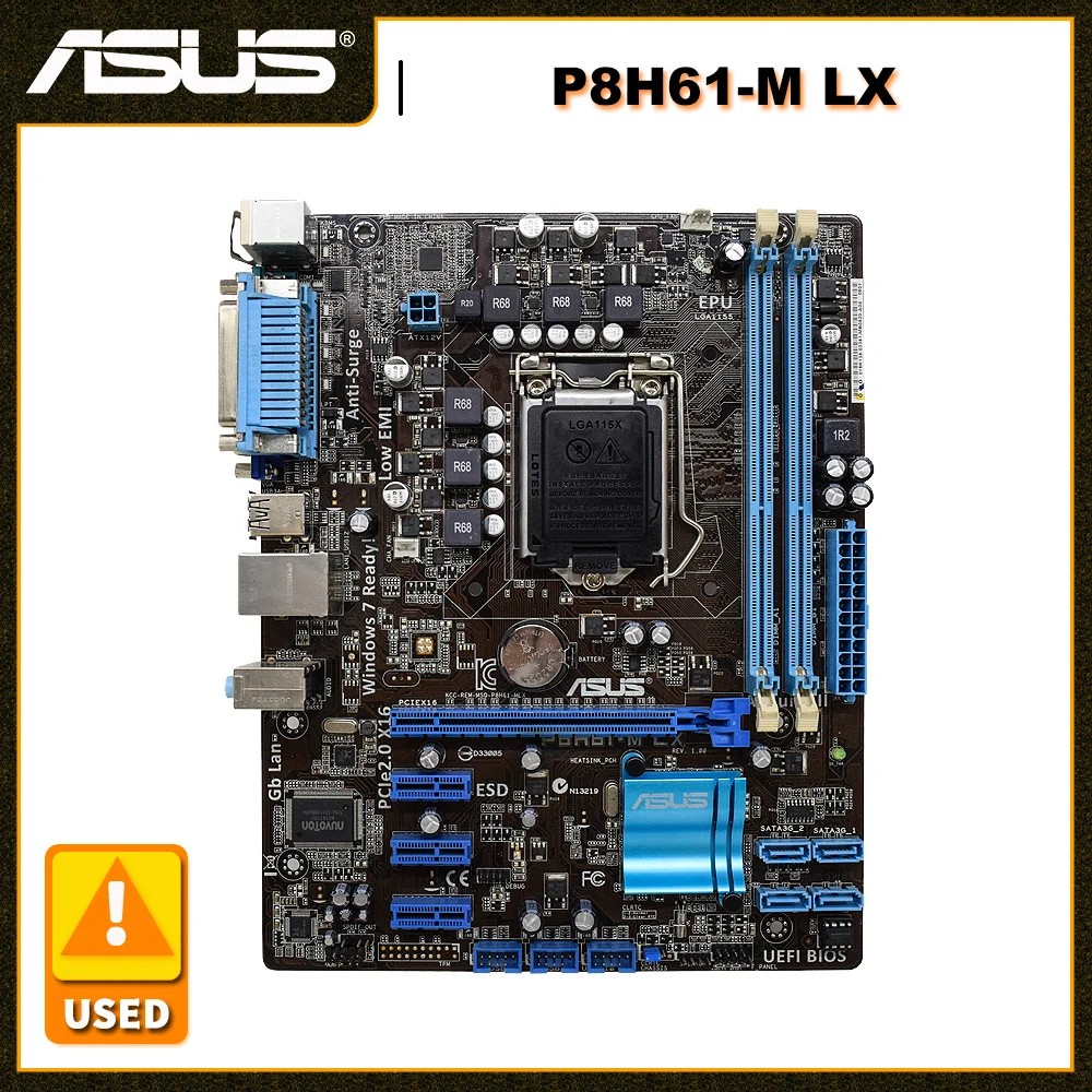 Материнская плата ASUS P8H61-M LX LGA 1155 DDR3 16 Гб Поддержка Intel ...