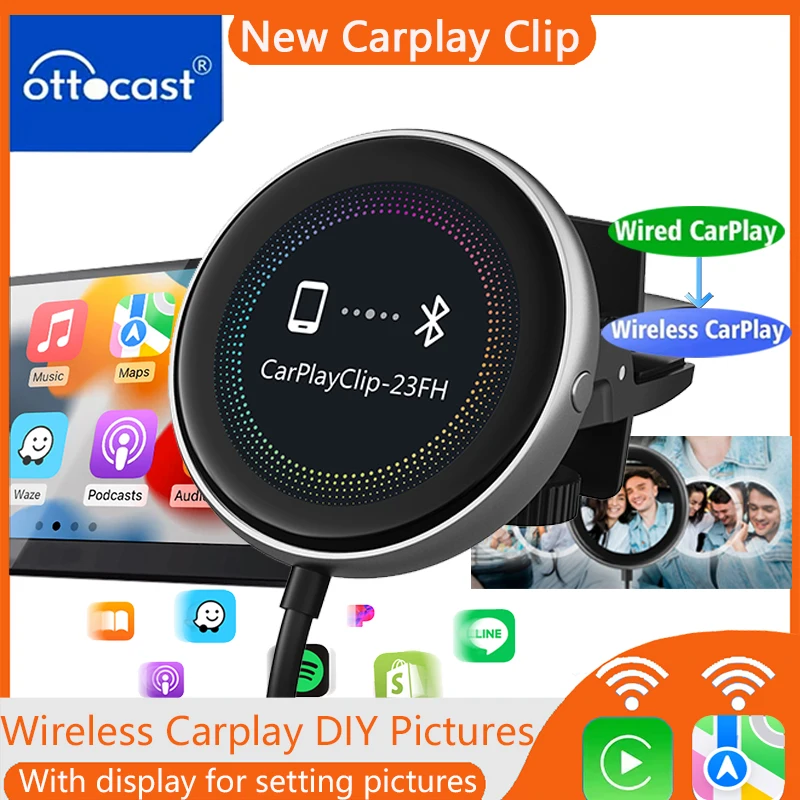 Ottocast CarplayClip Беспроводной адаптер Carplay Быстрое подключение без задержки Фото своими ...